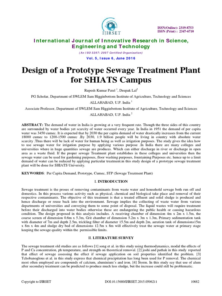 Campus STP Design | PDF | Sewage Treatment | Environmental Engineering