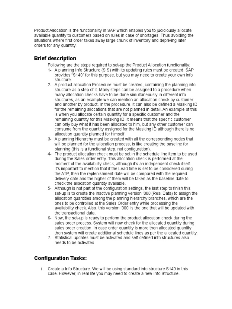 Product Allocation in SAP | PDF | Logistics | Macro (Computer Science)