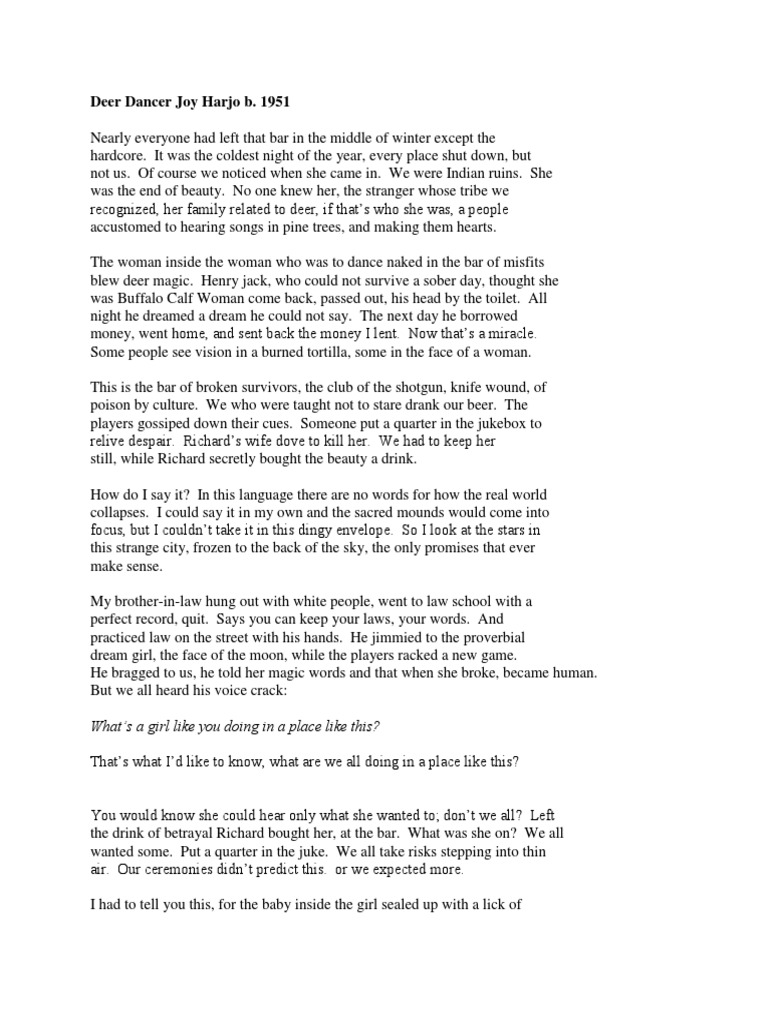Deer Dancer Joy Harjo 1951 | PDF