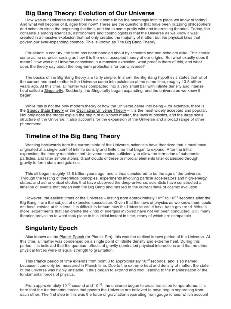 Big Bang Theory | PDF | Stars | Universe