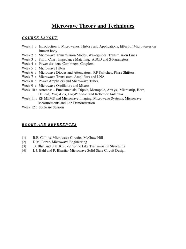 Microwave Theory and Techniques | PDF | Microwave | Fiber Optic ...
