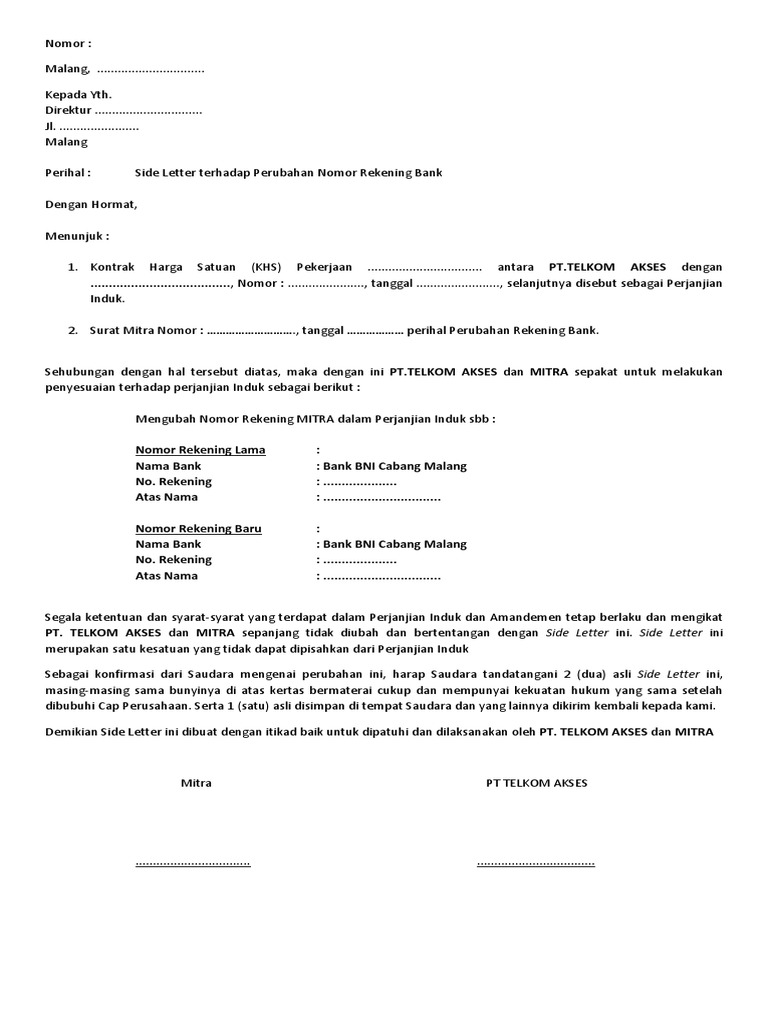 Contoh Side Letter | PDF