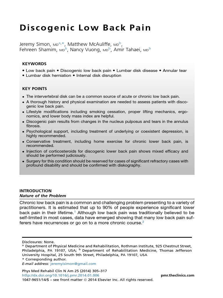 Discogenic LBP Revised September 2017 | PDF | Low Back Pain | Analgesic