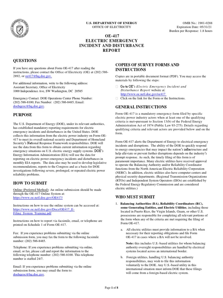 Electric Emergency Incident Reporting | PDF | Electric Power ...