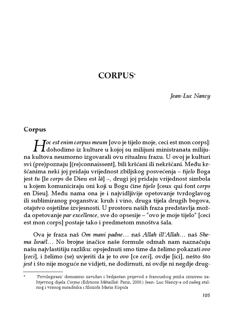 Corpus - Jean-Luc Nancy | PDF