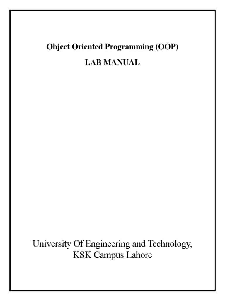 Object Oriented Programming Oop Lab Manual Pdf Pointer Computer 5783
