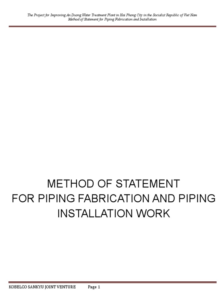 MOS For Fabrication and Installation | PDF | Pipe (Fluid Conveyance ...