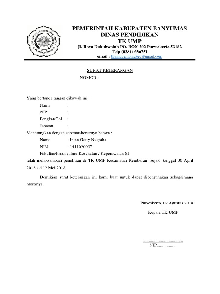 Contoh Kop Surat Resmi TK UMP | PDF | Pengembangan Diri