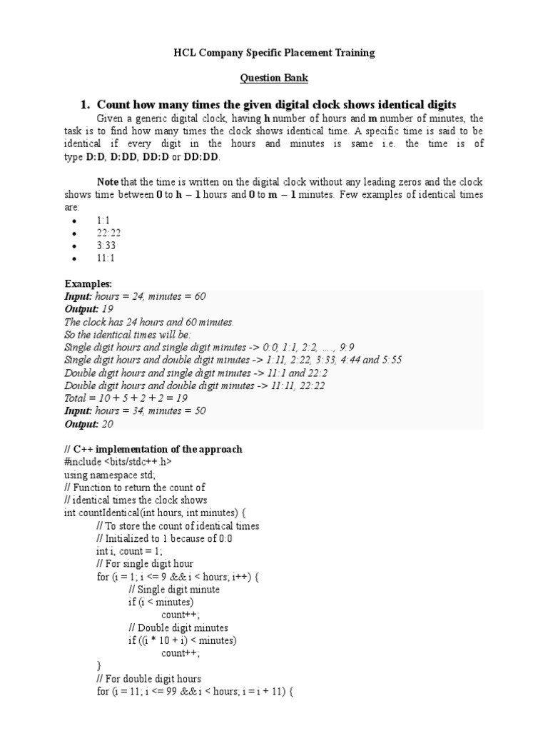 Hcl Pdf Matrix Mathematics Integer Computer Science
