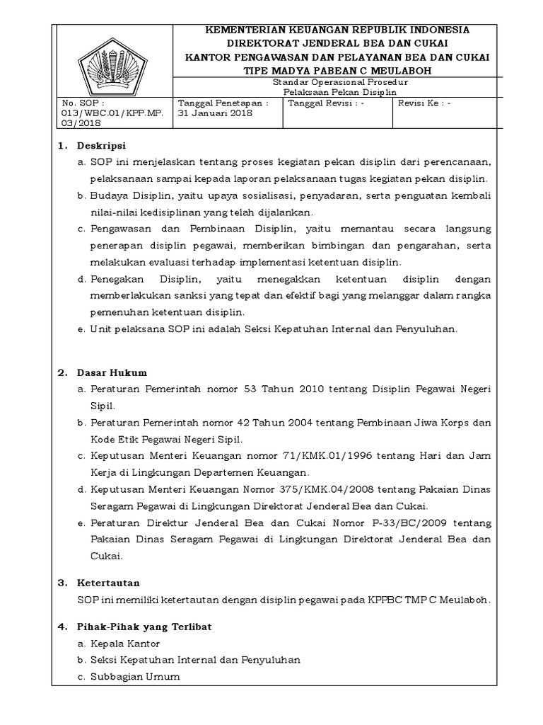 SOP Pekan Disiplin | PDF
