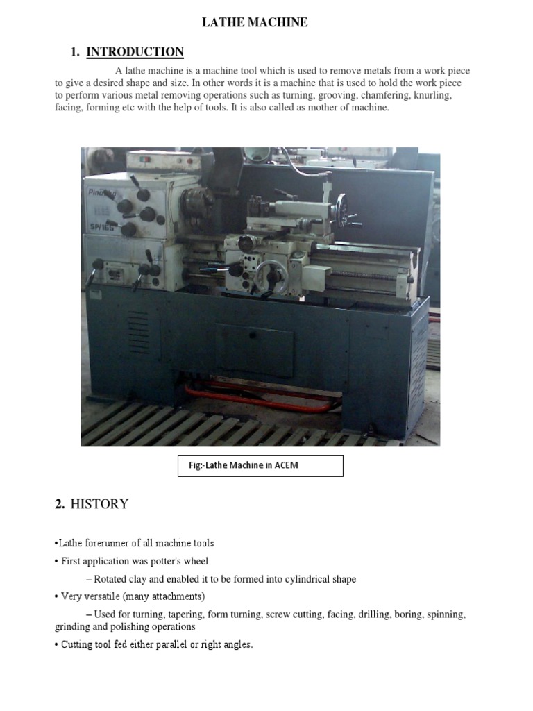 Lathe Machine: 2. History | PDF