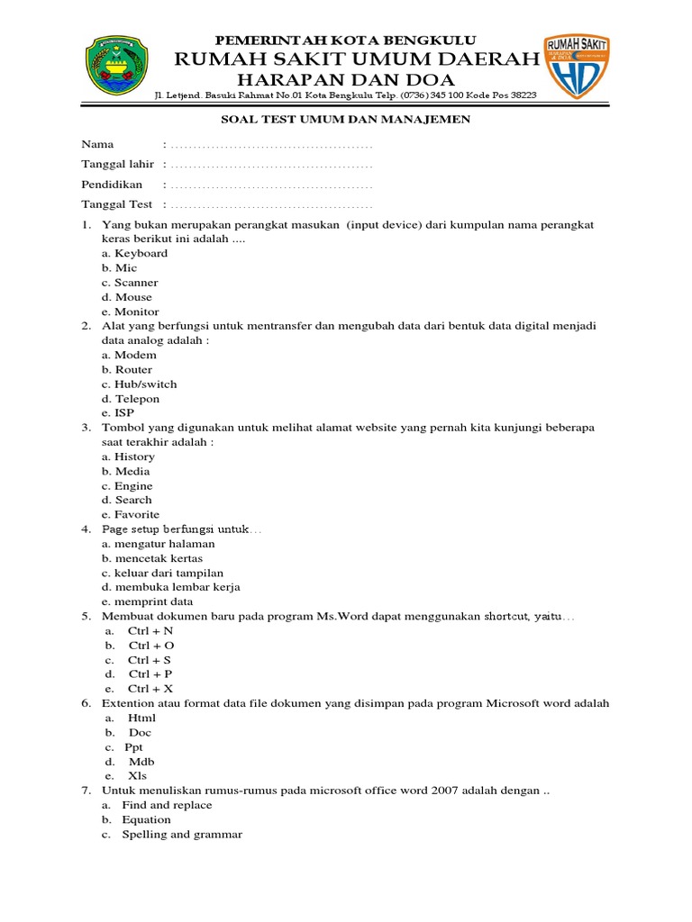 Soal Test Karyawan Baru | PDF