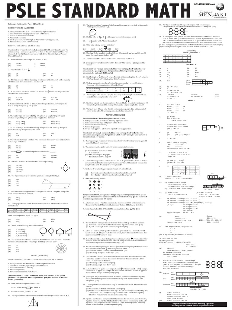 PSLE Math 2013 | PDF | Area | Teaching Mathematics