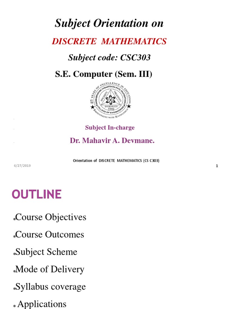 Discrete Maths-Orientation SH 2019 | PDF | Discrete Mathematics | Group ...