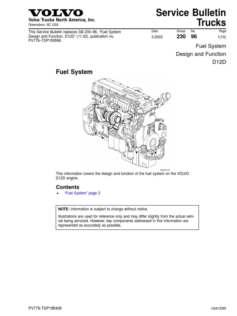 d12d Fuel System Pv776-Tsp188406 | PDF | Fuel Injection | Engines