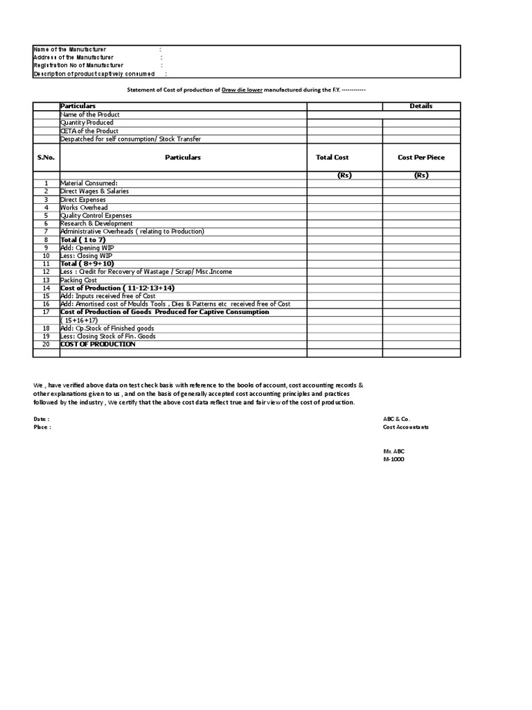 02 CAS-4-Format | PDF | Cost Accounting | Cost