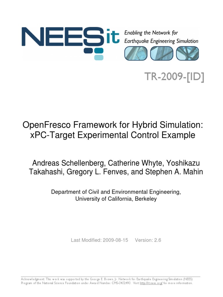 OpenFresco Example Manual 2.6 XPCTarget | PDF | Computer File | Simulation
