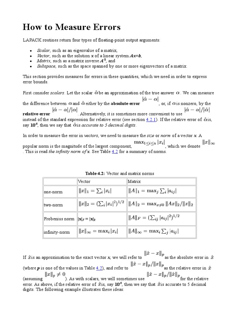 How To Measure Errors | PDF | Eigenvalues And Eigenvectors | Linear ...