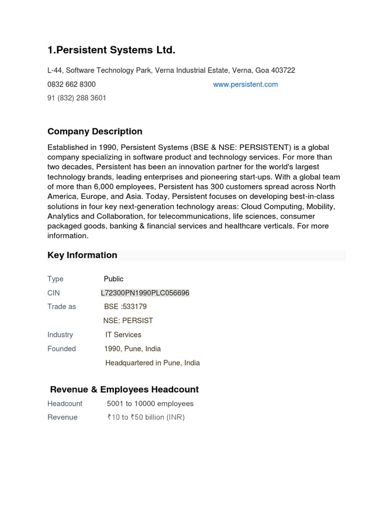 Persistent Systems Ltd. 27may | PDF | Internet Of Things | Digital ...