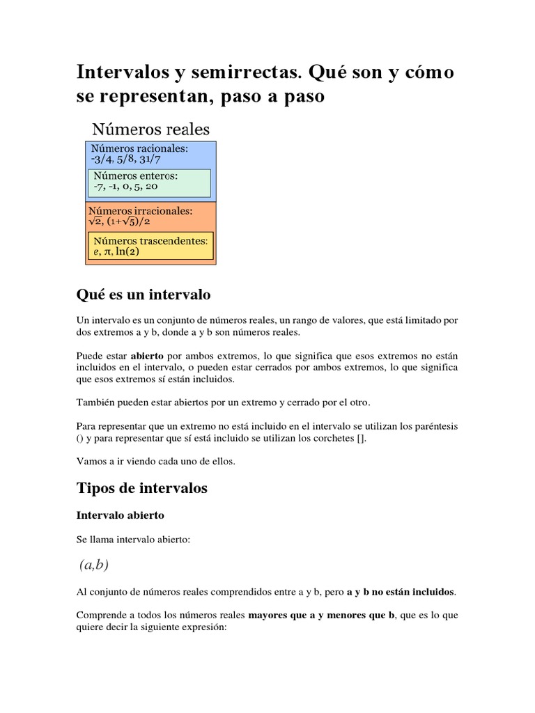 Intervalos y Semirrectas | PDF | Intervalo (Matemáticas) | Objetos matemáticos