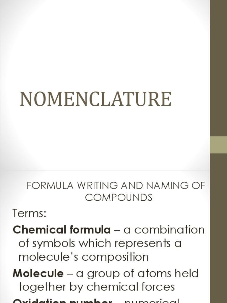 Fundamentals of Chemical Nomenclature: Rules and Guidelines for Writing ...