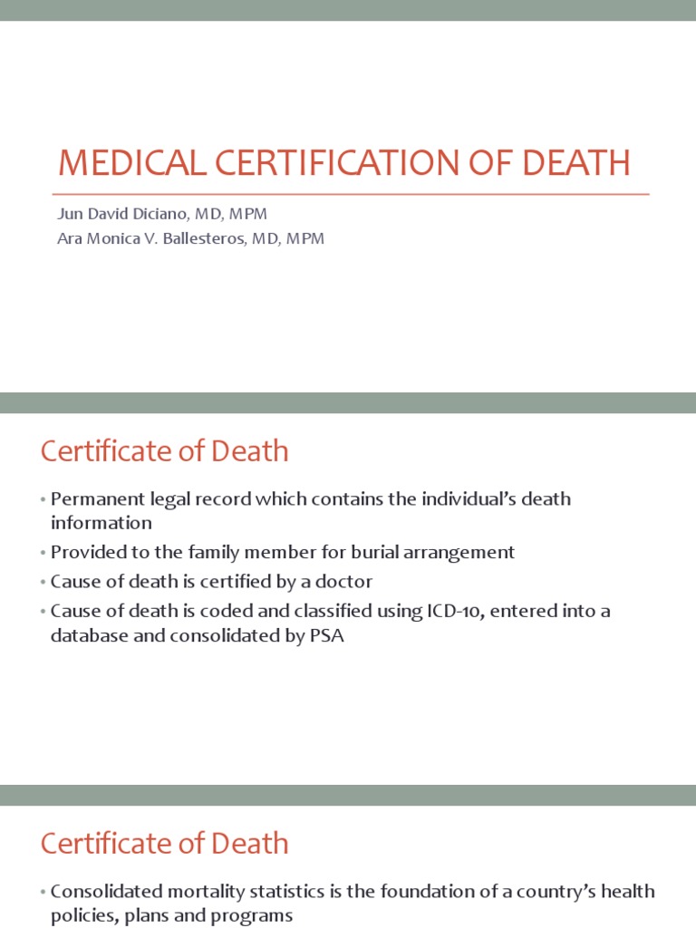 Medical Certification of Death | Death | Childbirth