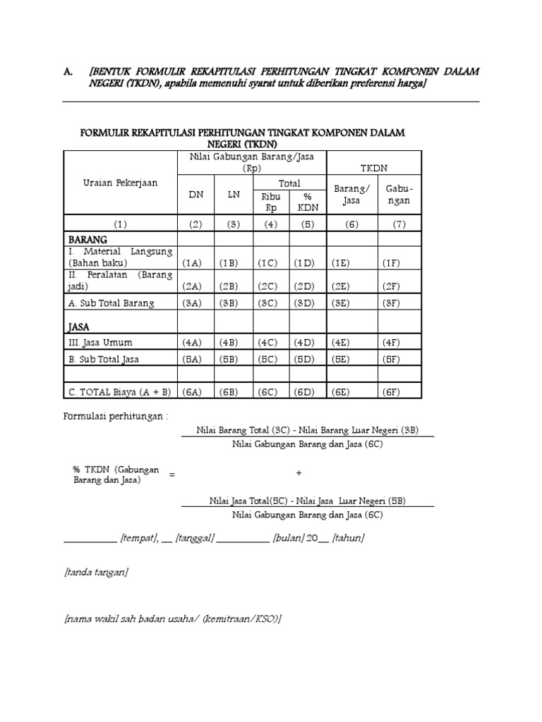 Bentuk Formulir TKDN PDF | PDF