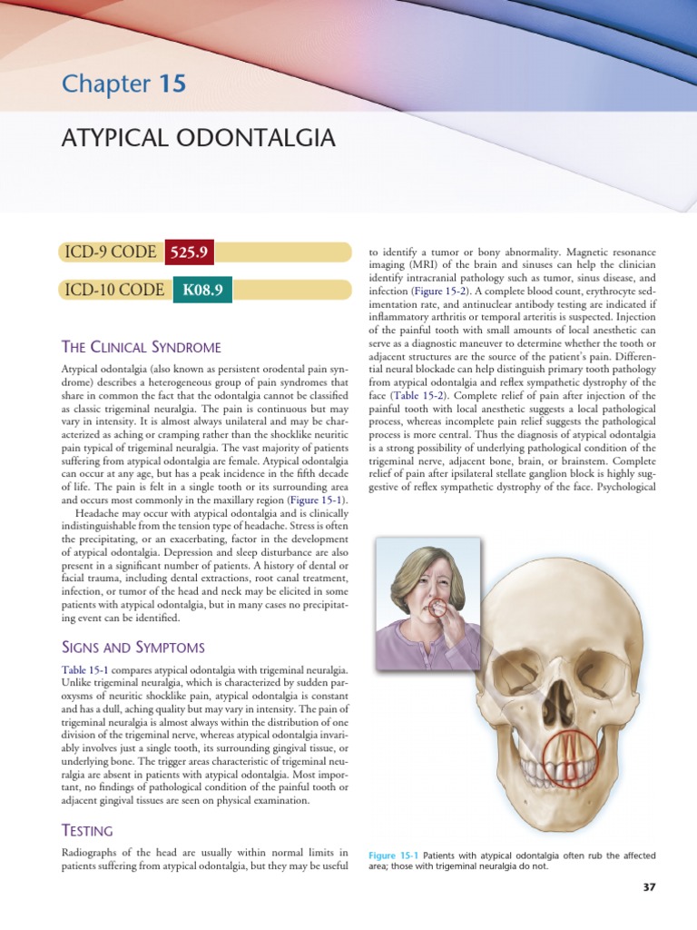 Atypical Odontalgia: Icd-9 Code Icd-10 Code | PDF | Symptoms And Signs ...