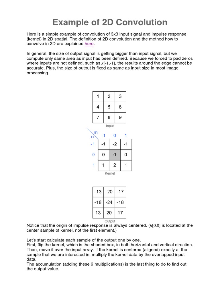 Example of 2D Convolution | PDF | Convolution | Matrix (Mathematics)