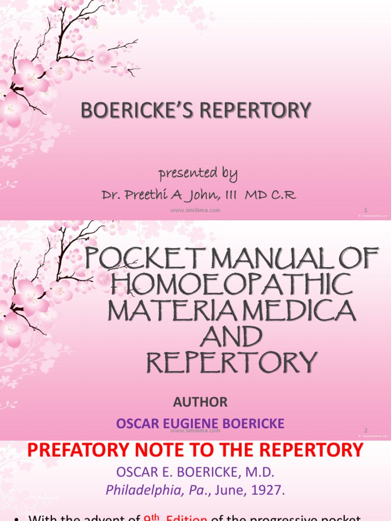 Boericke Repertory | PDF | Diseases And Disorders | Medical Specialties
