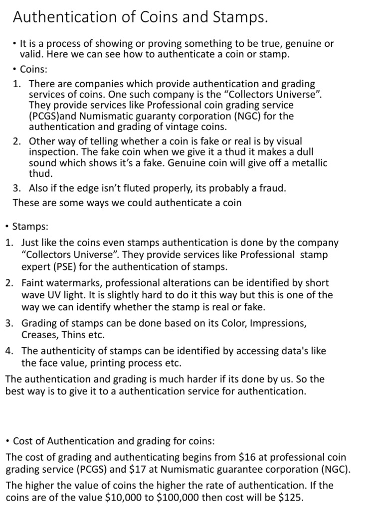 Authentication of Coins and Stamps | PDF