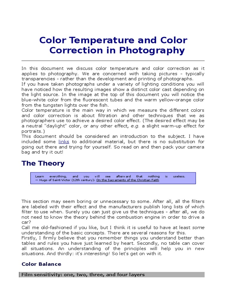 Color Temperature and Color Correction Foto | PDF | Rgb Color Model | Color