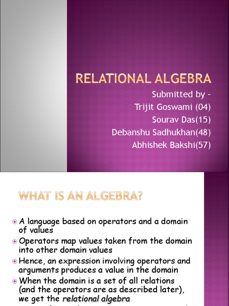 Relational Algebra | PDF | Relational Model | Data Management