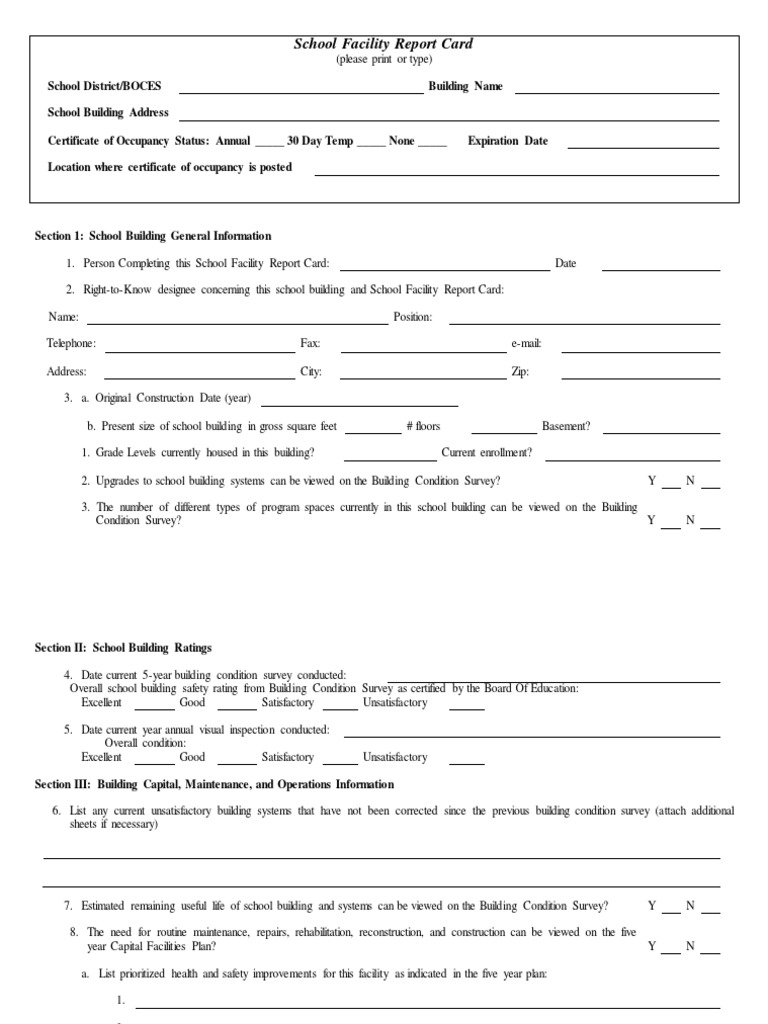 School Facility Report Card 042204 | PDF | Duct (Flow) | Volatile ...