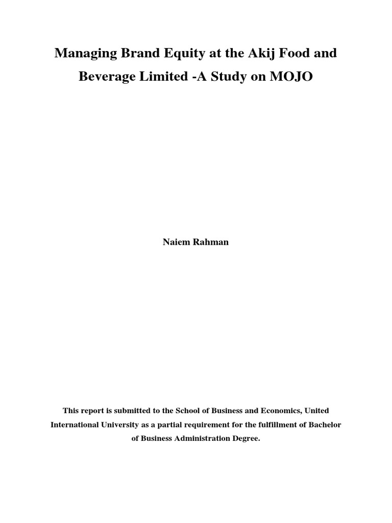 Managing MOJO Brand Equity at AFBL | PDF | Brand | Coca Cola