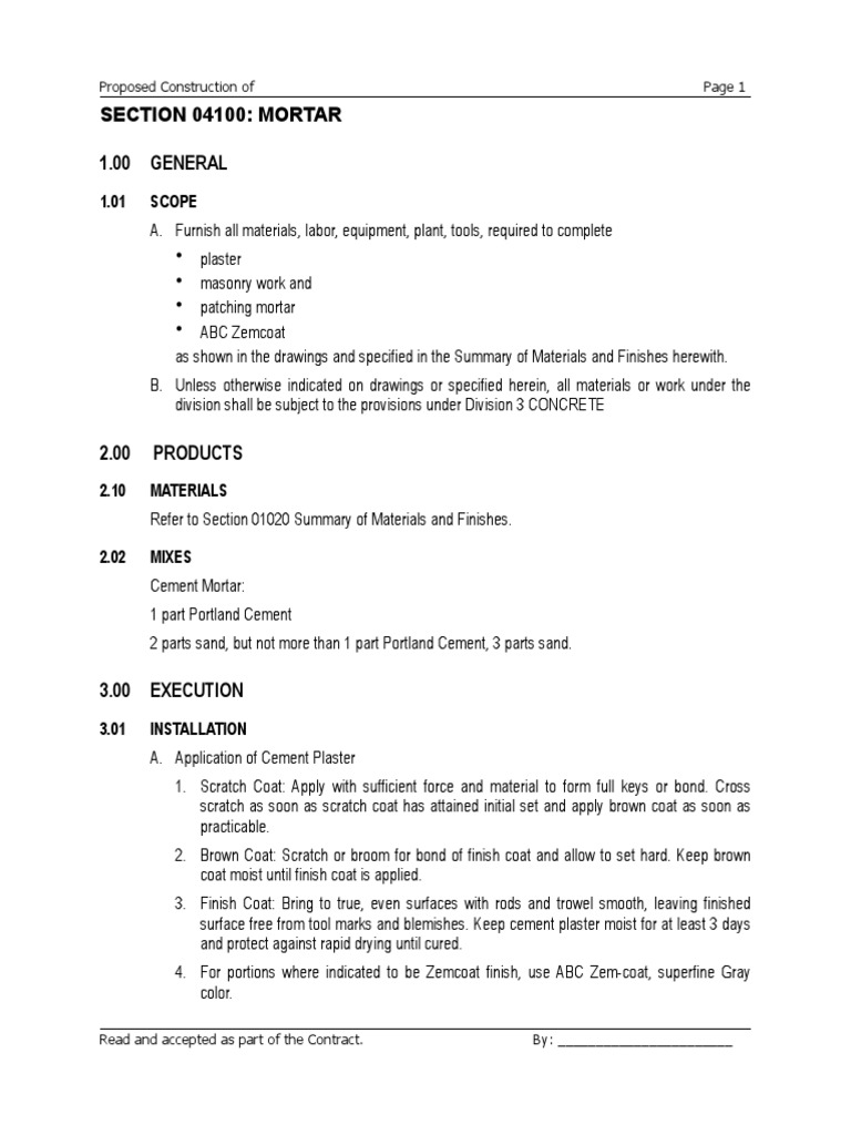 29 04100 Mortar 1 PDF | PDF | Mortar (Masonry) | Cement