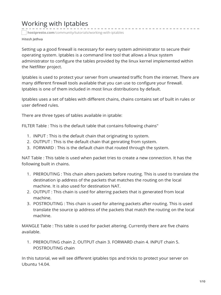 Working With Iptables | PDF | Port (Computer Networking) | Firewall (Computing)
