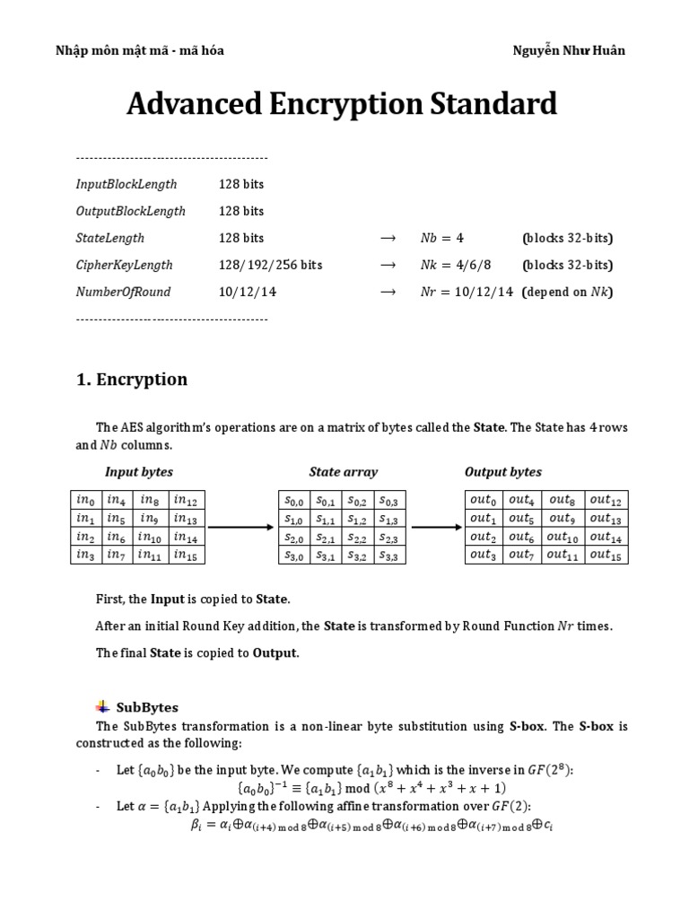 Advanced Encryption Standard | PDF | Cryptography | Algorithms And Data ...