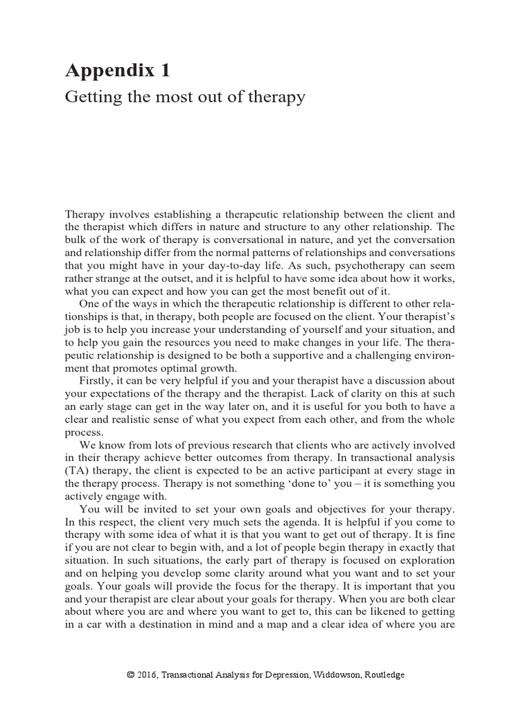 Getting The Most Out of Therapy - Mark Widdowson | PDF | Psychotherapy ...