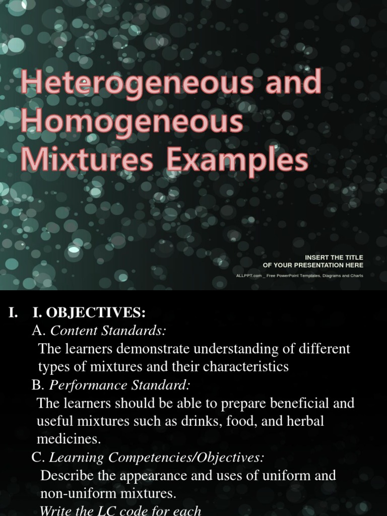 Heterogeneous and Homogeneous Mixtures Examples | PDF | Homogeneity And Heterogeneity | Mixture