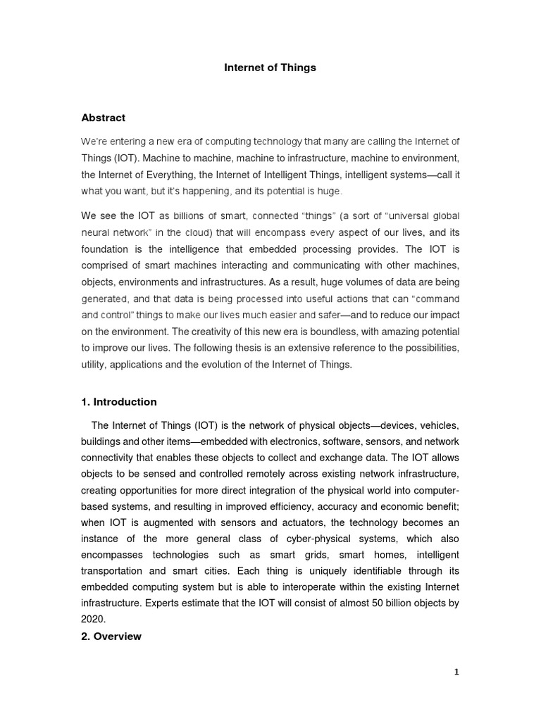 Iot Abstract | PDF | Internet Of Things | Computing