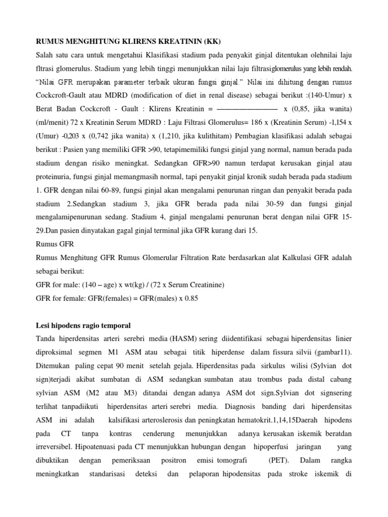 Rumus Menghitung Klirens Kreatinin | PDF