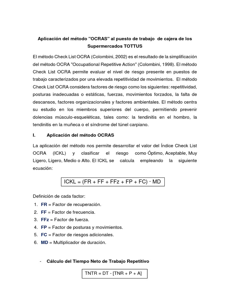 Metodo Ocra - 4 | PDF | Codo | Extremidades (anatomía)