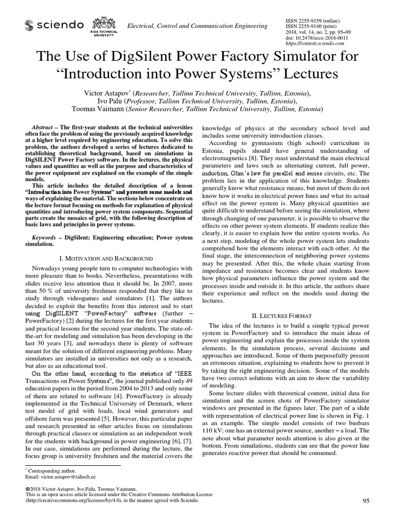 The Use of Digsilent Power Factory Simulator For "Introduction Into Power Systems" Lectures ...