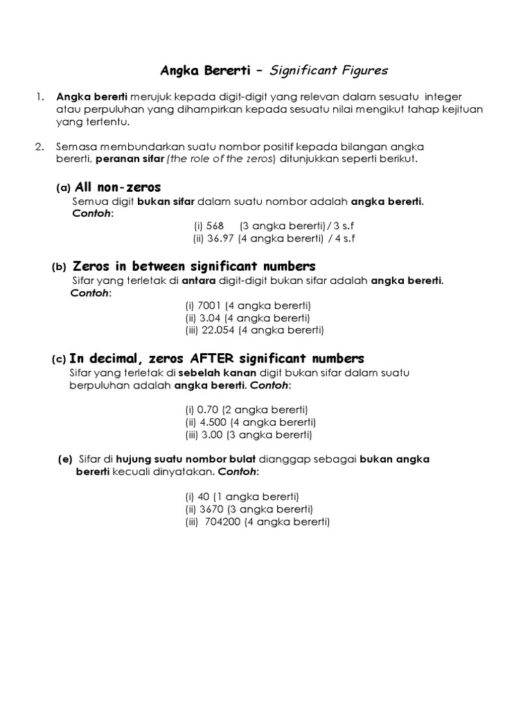 Angka Bererti Significant Figures Pdf