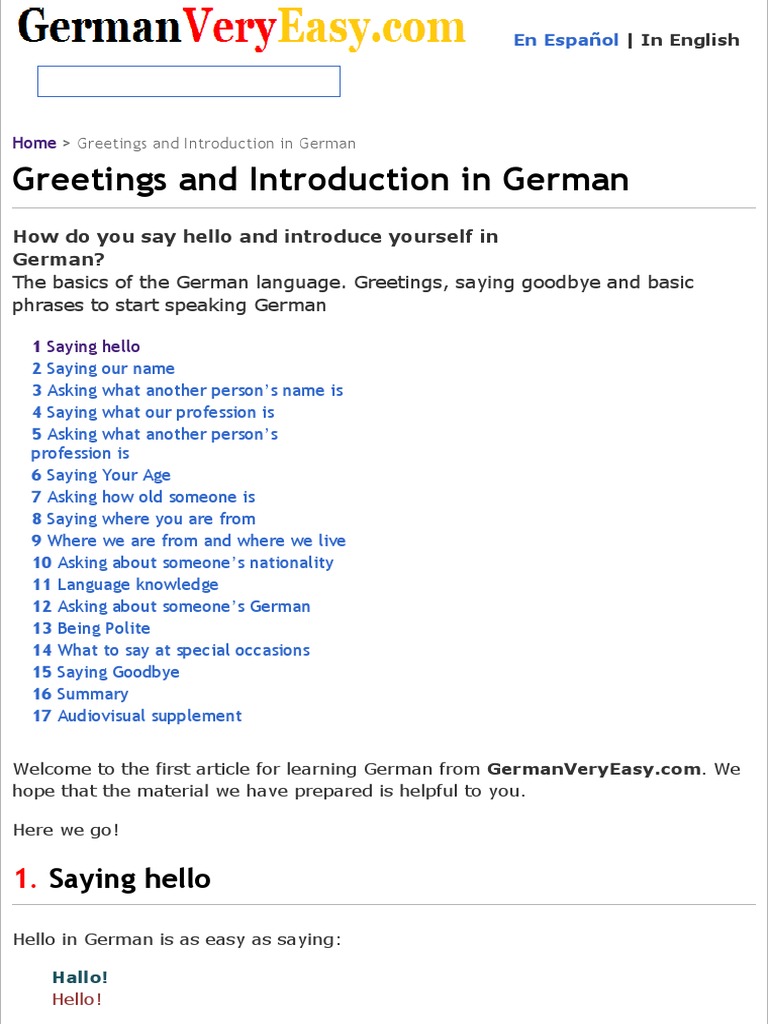 1 - Greetings and Introduction in German | PDF | Linguistics