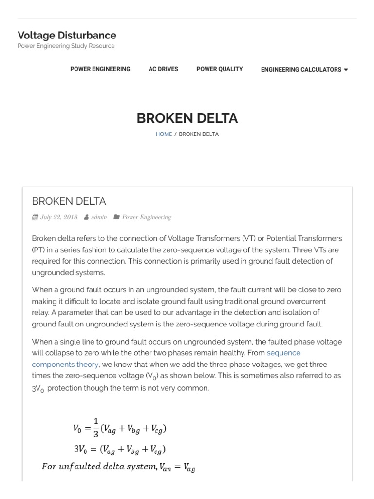 Broken Delta Ground Fault Detection | PDF | Transformer | Electronics