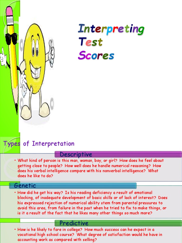 Interpreting Test Scores and Types | PDF | Applied Psychology | Learning