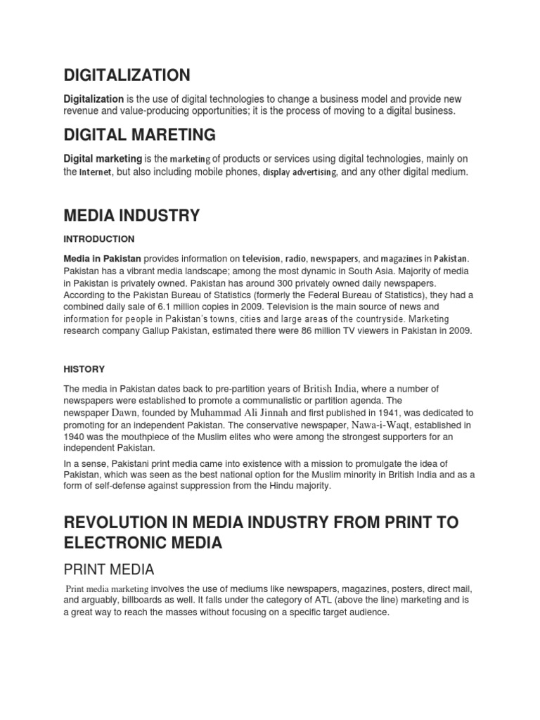 Media Industry | PDF | Mass Media | Pakistan