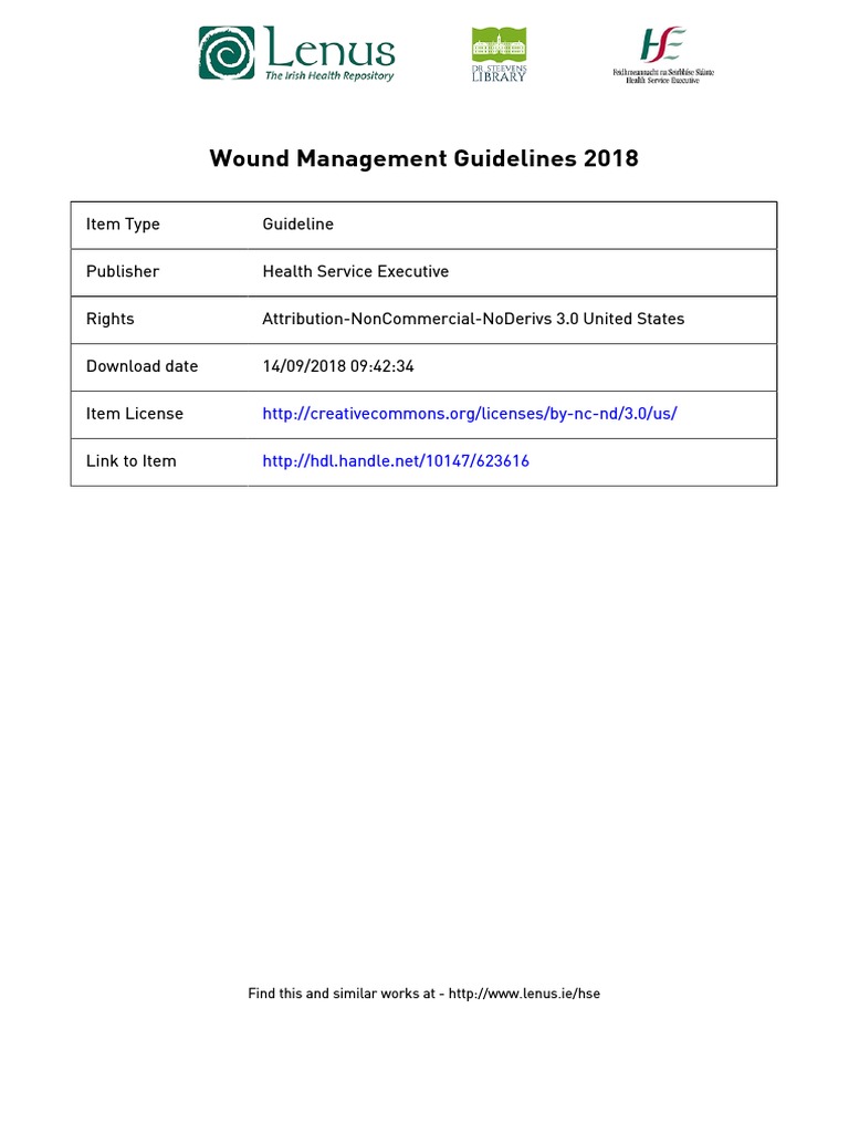 HSE National Wound Management Guidelines 2018 PDF | PDF | Evidence ...